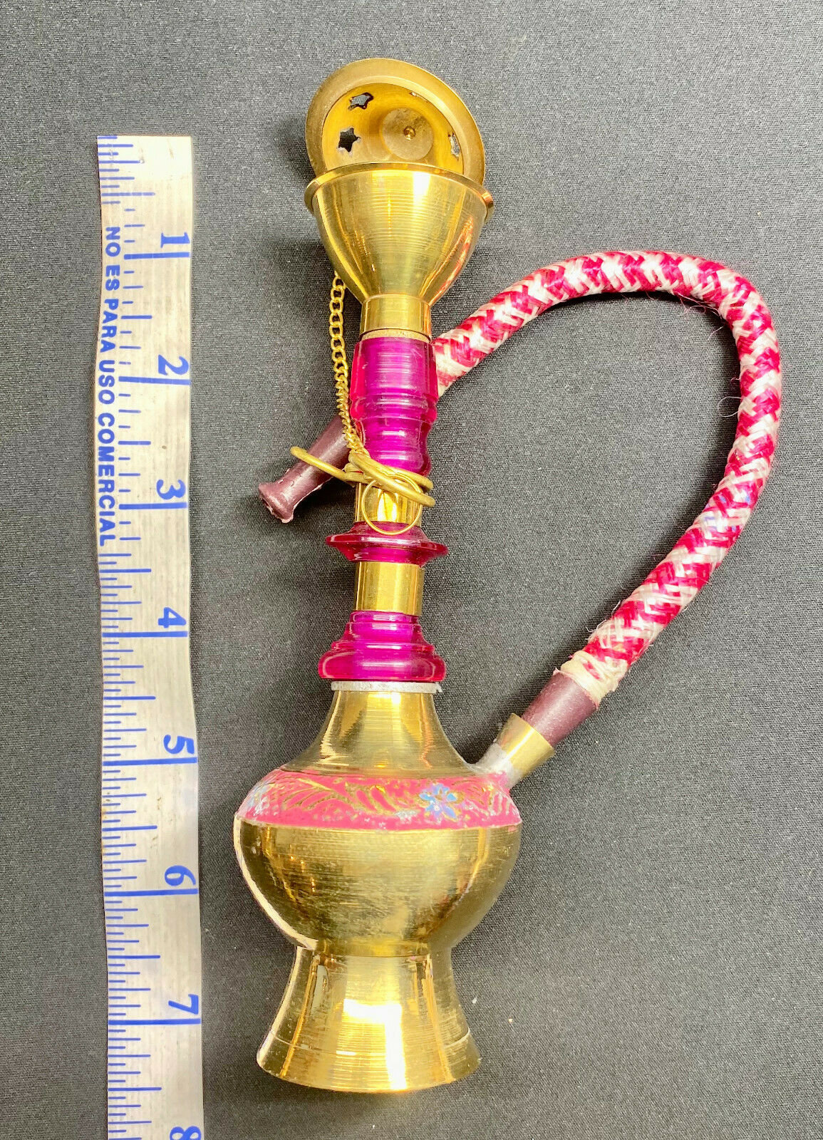 6‘’ Miniature Single Hose Hookah Decorative Brass Incense Burner ...