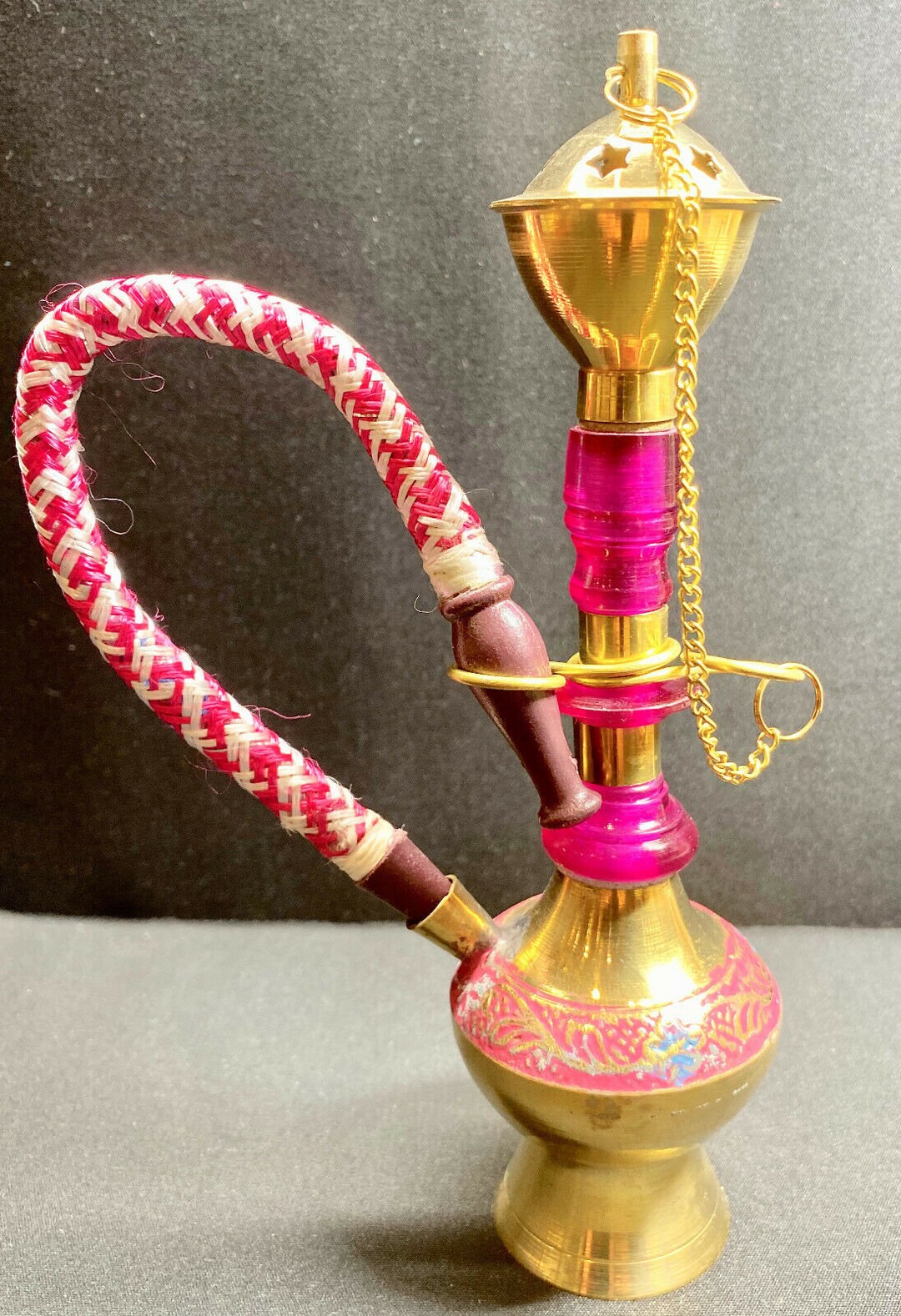 6‘’ Miniature Single Hose Hookah Decorative Brass Incense Burner ...