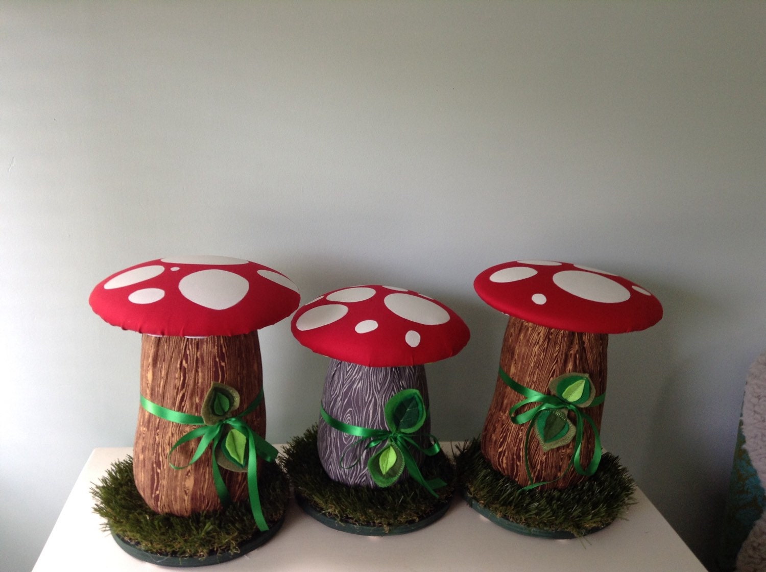 Set of four Mushroom Stools Toadstool Red Kids Seats | Etsy