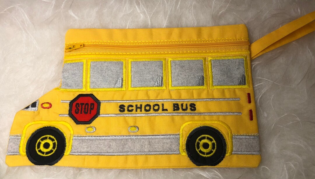 School Bus Zippered Bag Embroidered Large 10 Size. Bus Driver Teacher ...