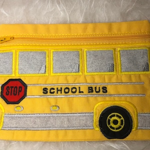 School Bus Zippered Bag Embroidered Large 10 Size. Bus Driver Teacher ...