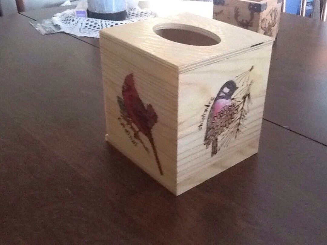 Woodburned Tissue Box Covers (birds, Butterflies, Dragonflies ...