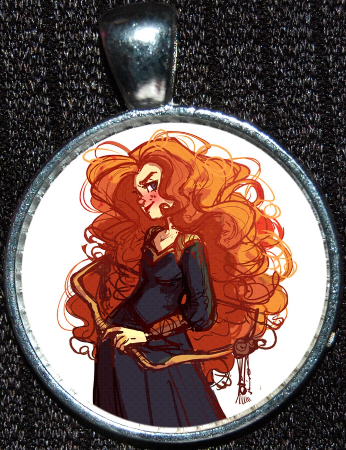 Disney Brave Princess Merida Red Hair Silver Pendant Necklace Jewelry ...