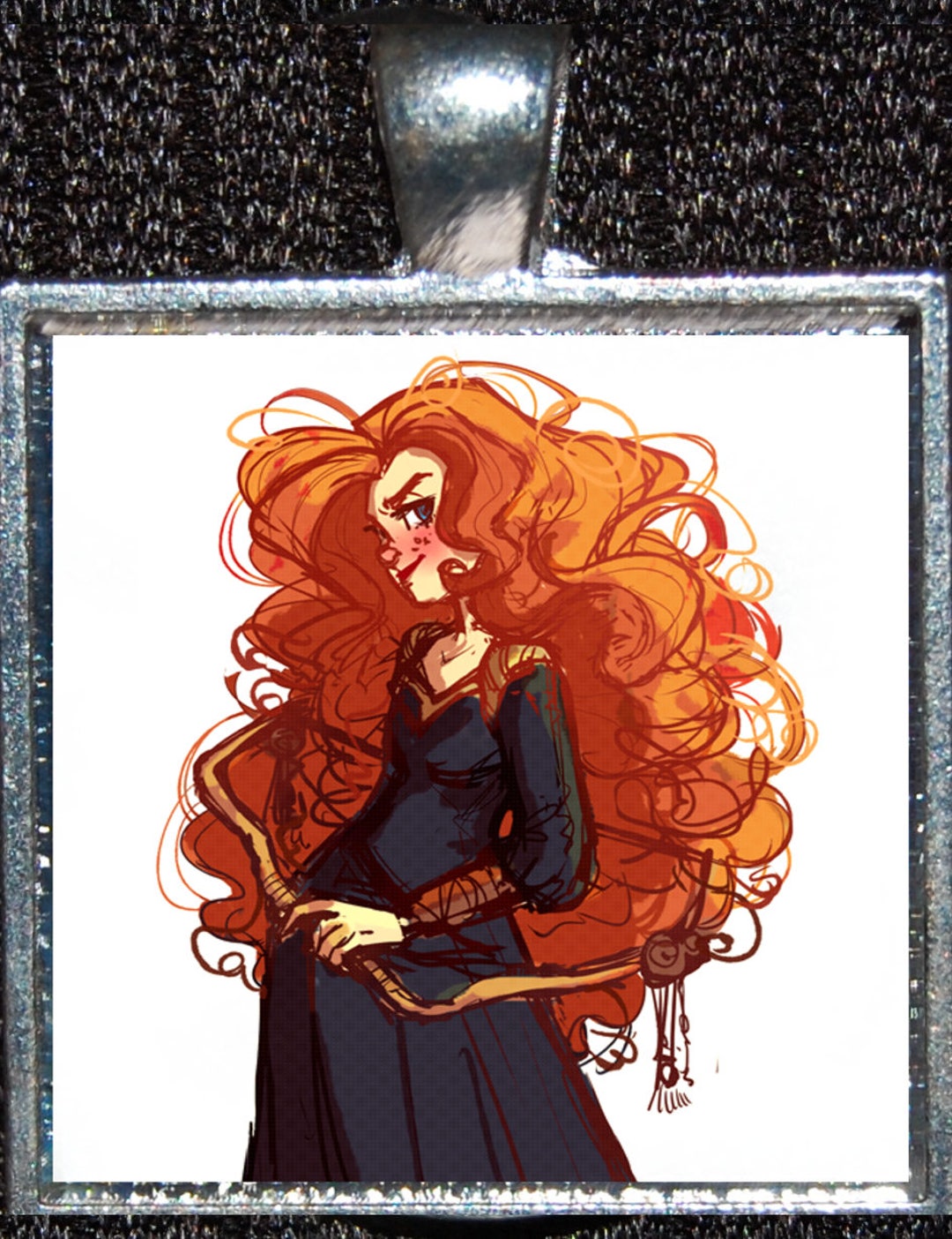 Disney Brave Princess Merida Red Hair Silver Pendant Necklace Jewelry ...
