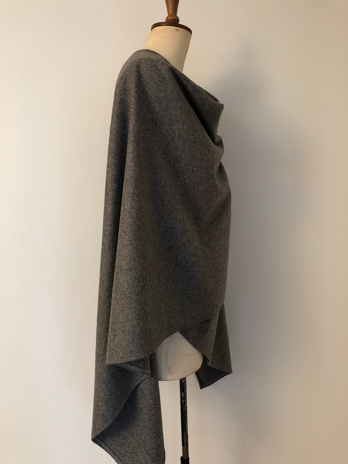 Grey Wool Cape - Mens Gray Oversized Poncho Man Kimono - Winter Blanket ...