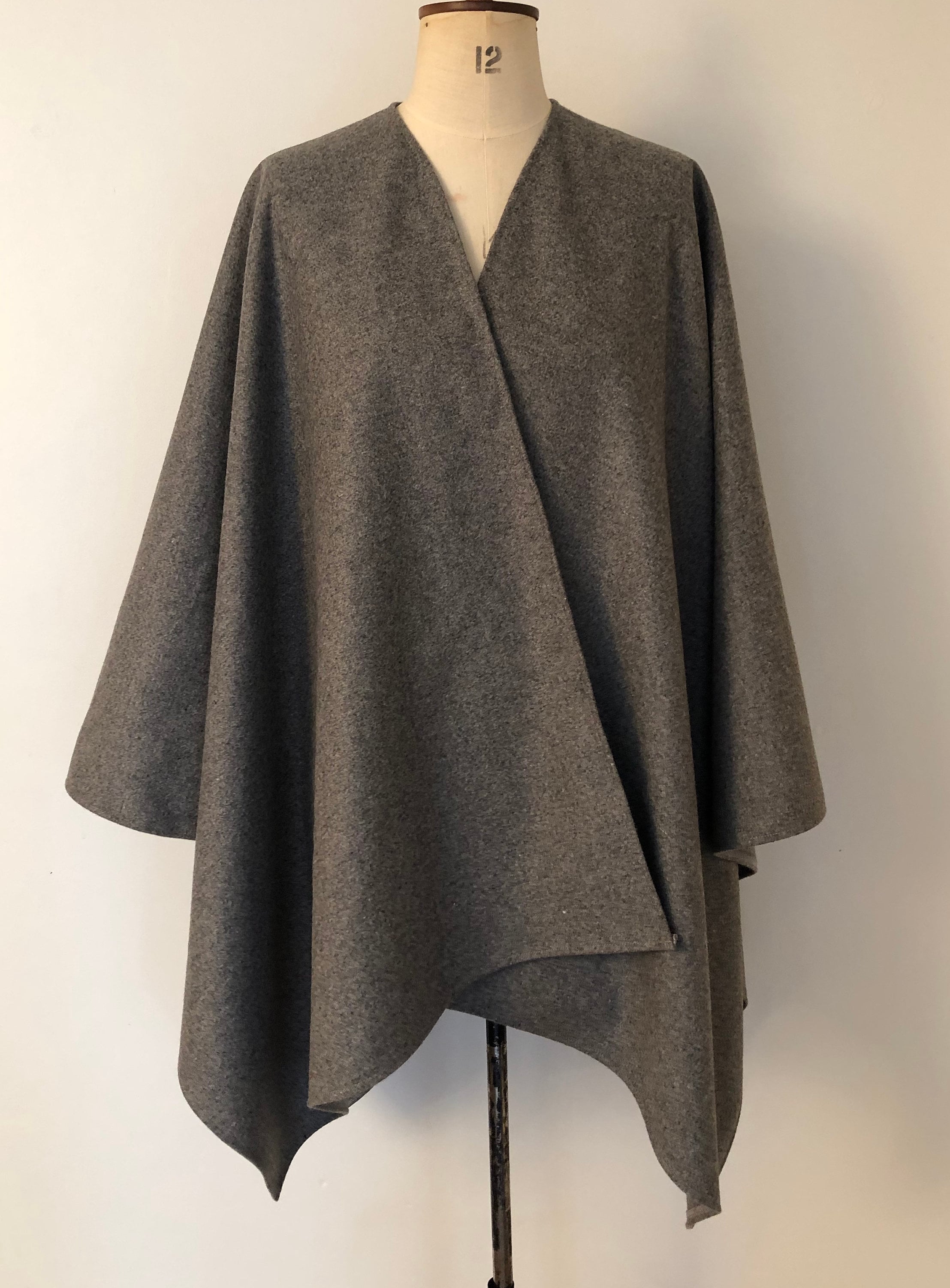 Grey Wool Cape - Mens Gray Oversized Poncho Man Kimono - Winter Blanket ...