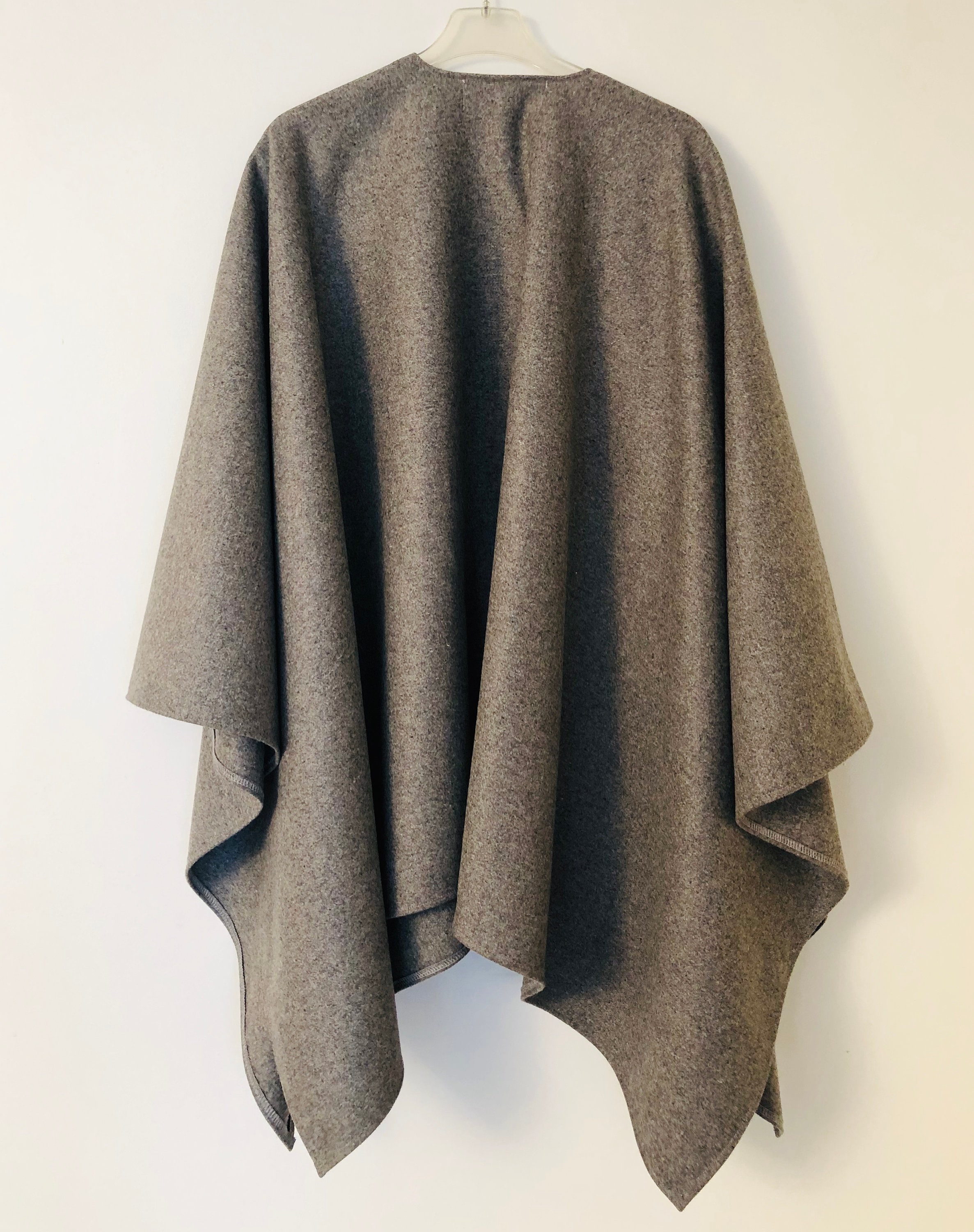 Grey Wool Cape - Mens Gray Oversized Poncho Man Kimono - Winter Blanket ...