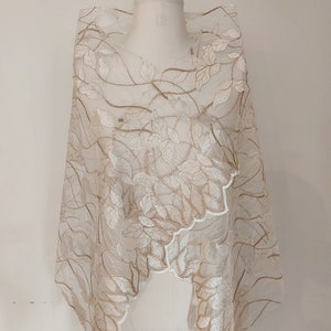 Lace Bridal Shrug Capelet - Ivory White Gold Lace French Bridal Cape ...