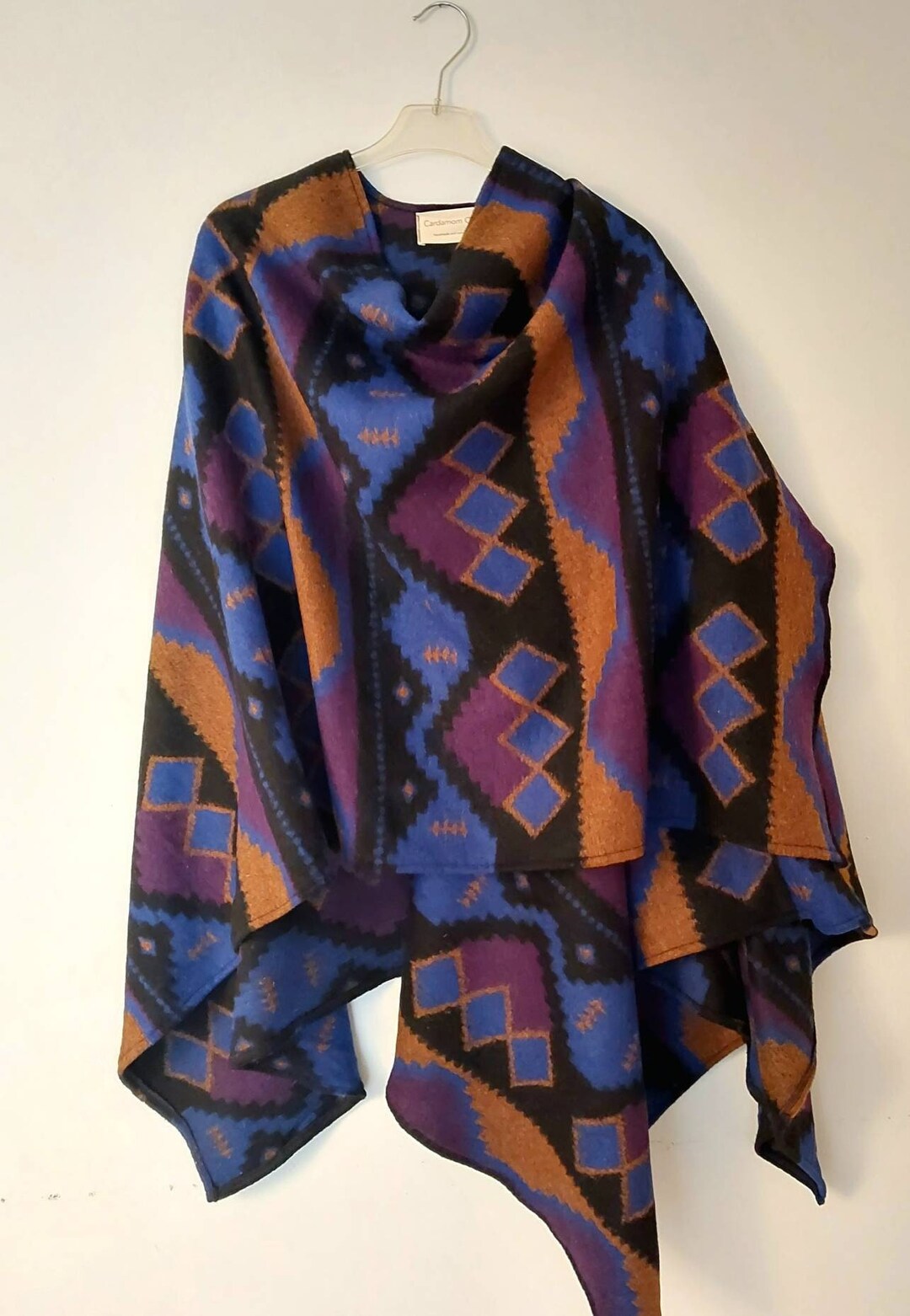 Aztec Poncho Cape Purple Mexican Wool Poncho Man Kimono - Etsy