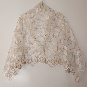 Lace Bridal Shrug Capelet - Ivory White Gold Lace French Bridal Cape ...