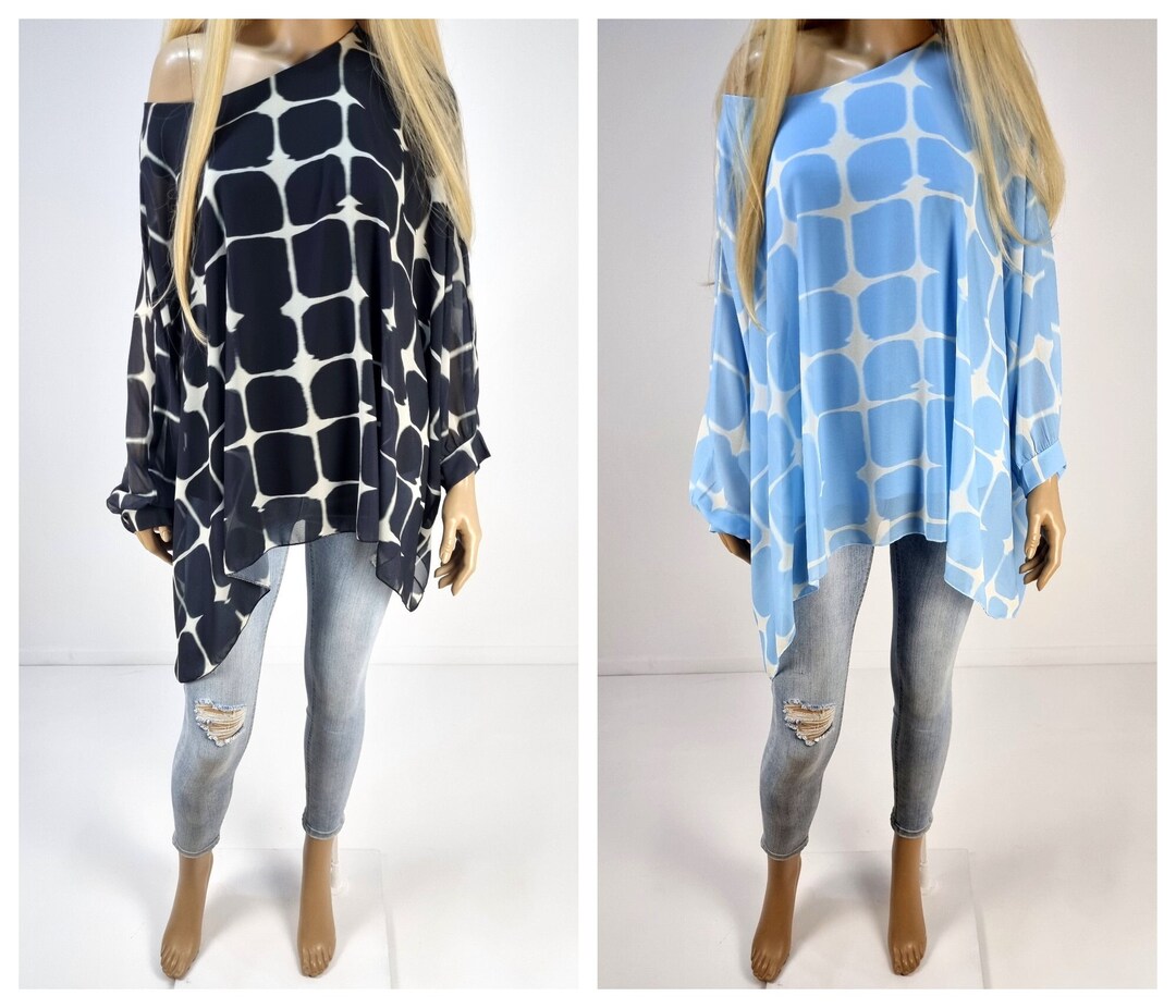 Italian Boutique Elegant Modern Blouse Top Lagenlook Tunic Woman Print ...