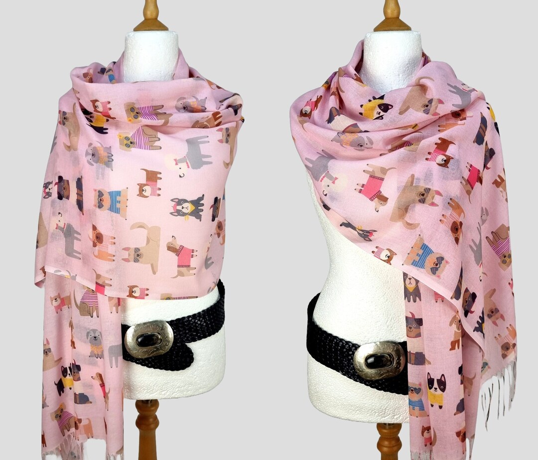 Dogs Scarf Lovely Colors Pareo, Beach Wrap, Shawl, Print Scarf, Womens ...