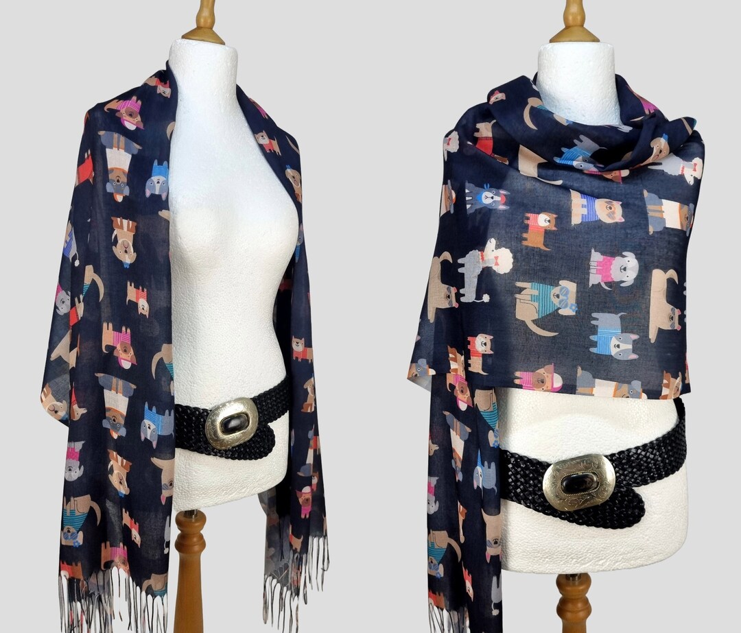 Dogs Scarf Lovely Colors Pareo, Beach Wrap, Shawl, Print Scarf, Womens ...