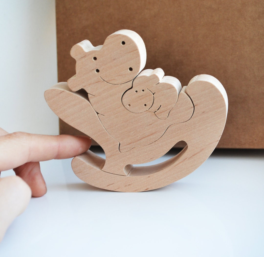 Hippopotamus With Baby on a Rocking Chair Made of Wood. Animal - Etsy