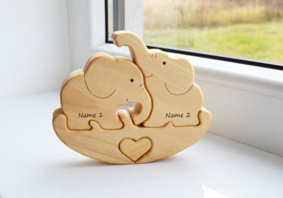 Elephant Couple Balancing Toy Wooden Animal Puzzle - Etsy UK