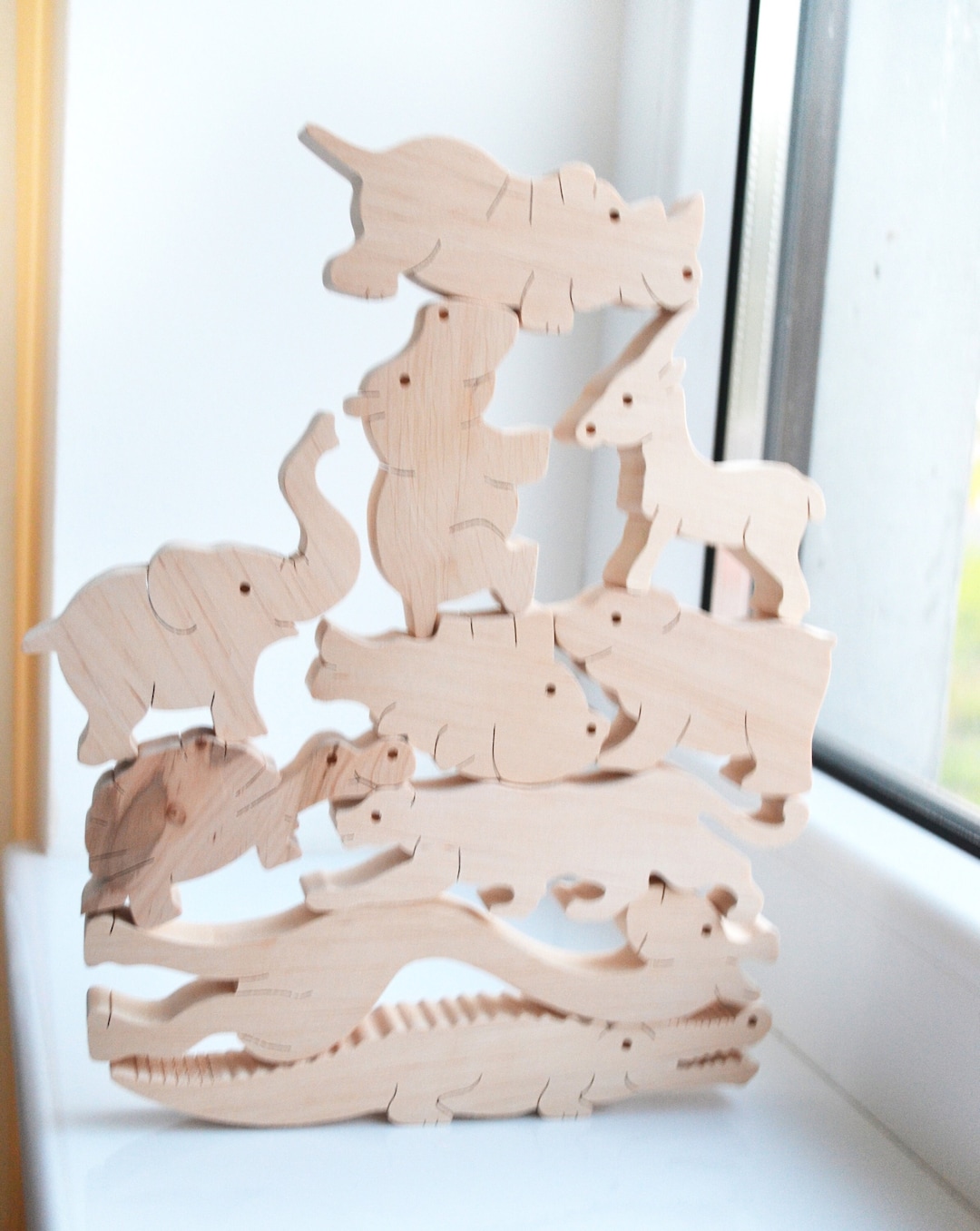 Wooden Animals Puzzle for Kids African Animals Stacking Toy - Etsy