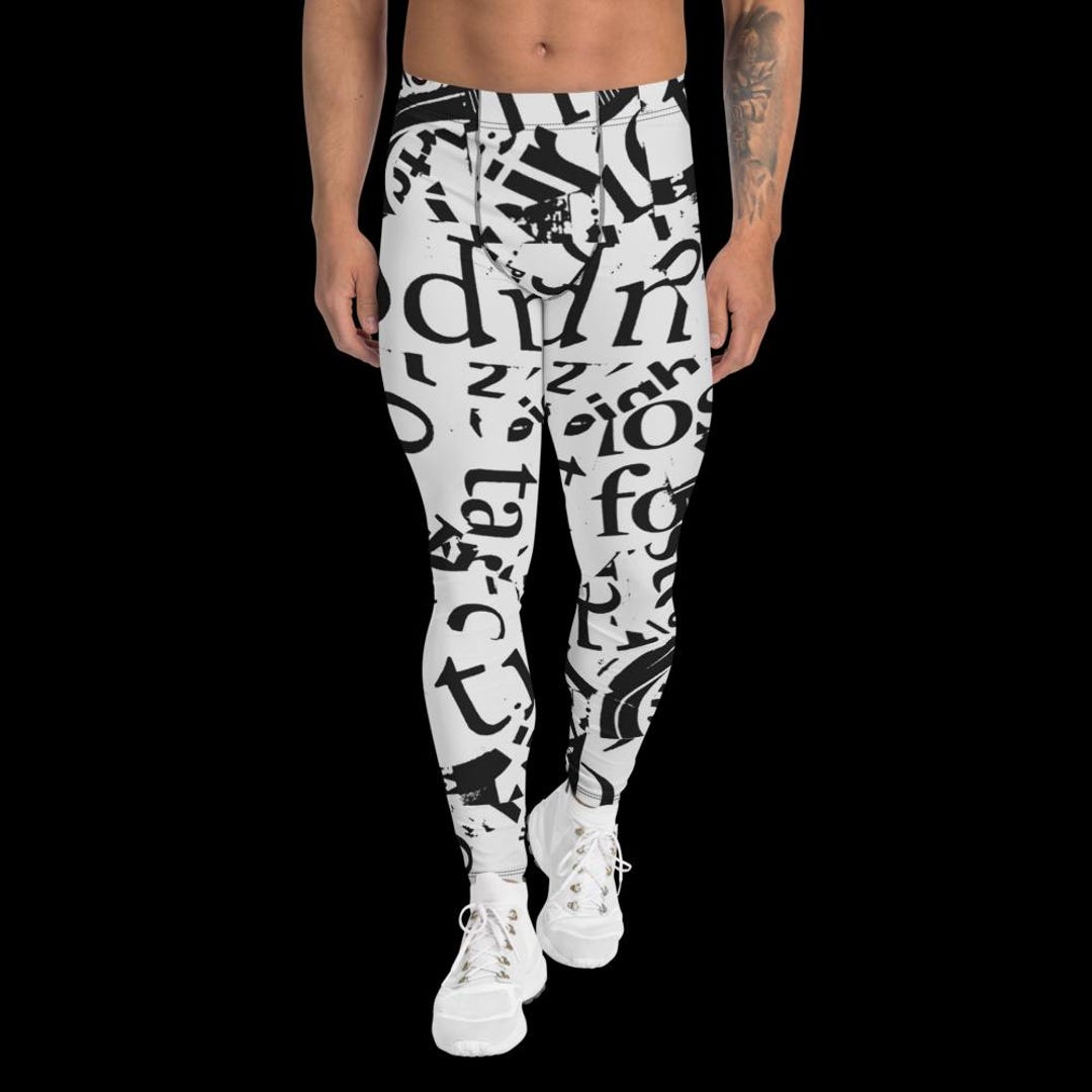 Men's Letter Print Leggings: Performance Compression Tights - Etsy