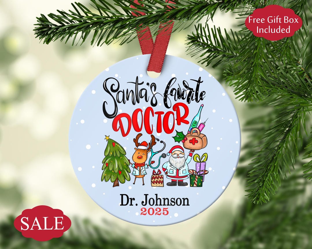 Santa's Favorite Doctor Christmas Ornament, Personalized Gifts ...