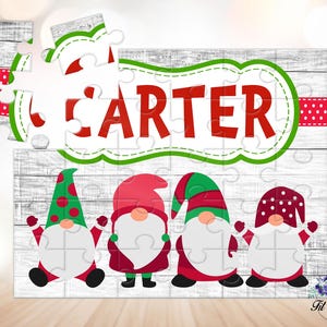 Personalized Kids Gnome Christmas Puzzle, Stocking Stuffer, Gifts From ...