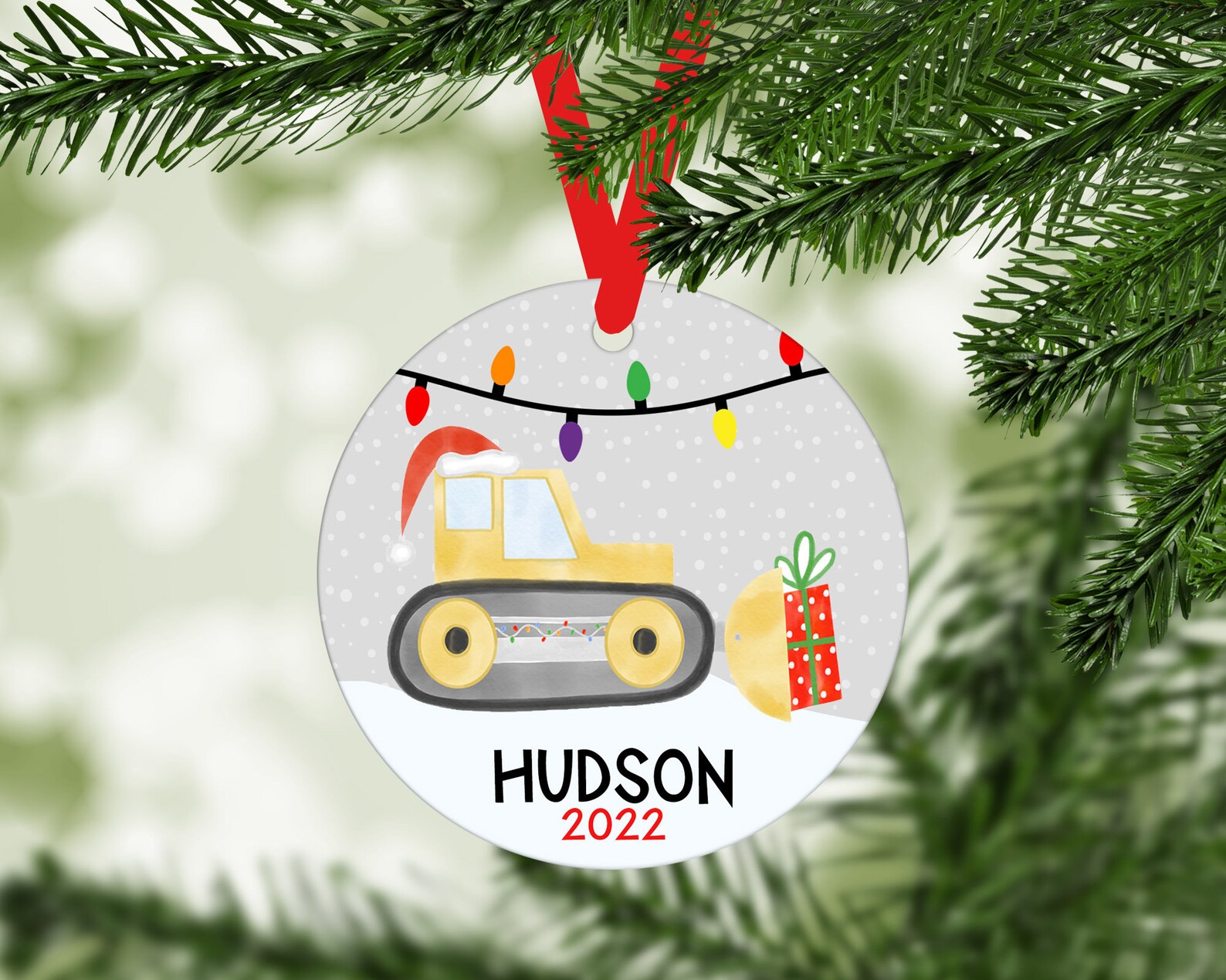Personalized Kids Bulldozer Christmas Ornament Boy Christmas - Etsy