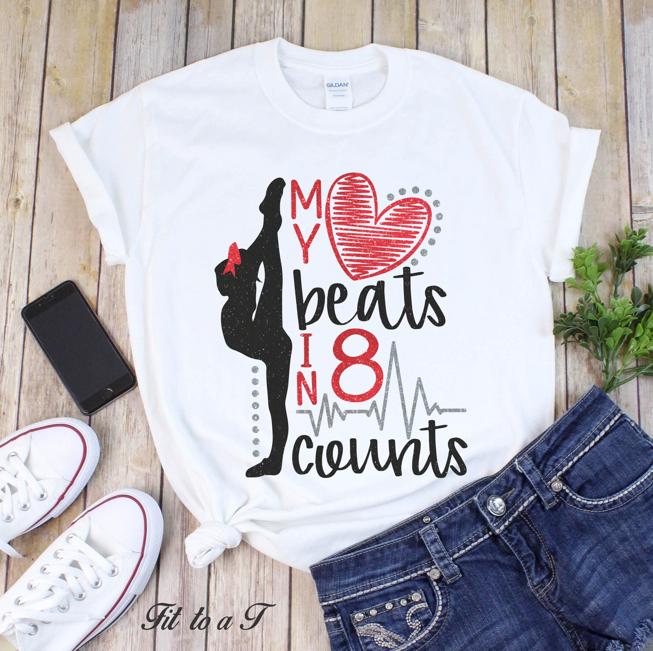 My Heart Beats in 8 Counts Cheer Shirt Gifts for | Etsy
