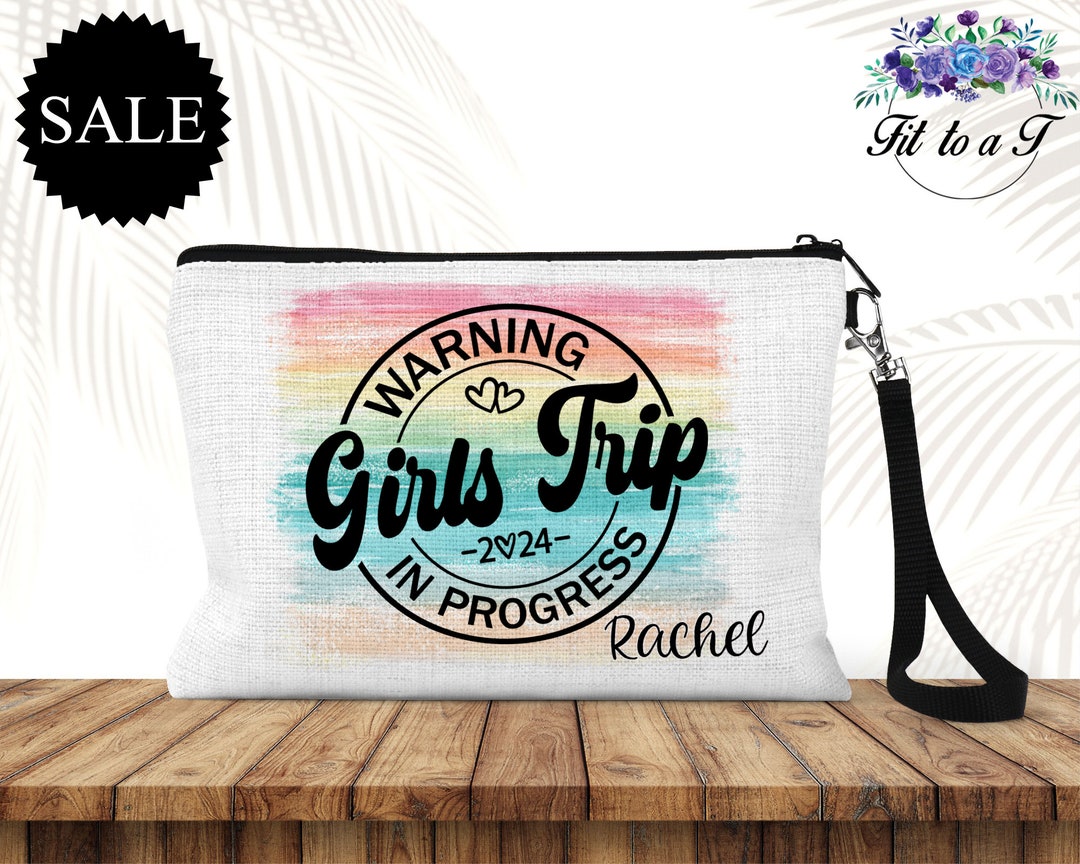 Personalized Girls Trip Cosmetic Bag, Makeup Storage, Toiletry Bag ...