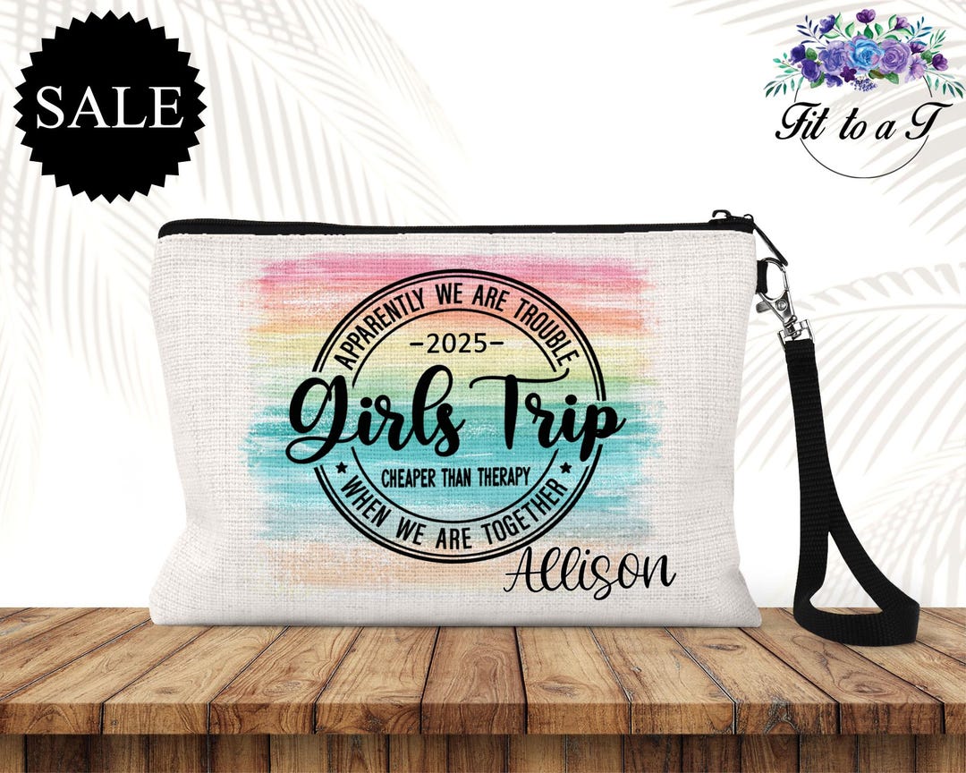 Personalized Girls Trip Zipper Pouch, Gifts for Her, Beach Trip ...