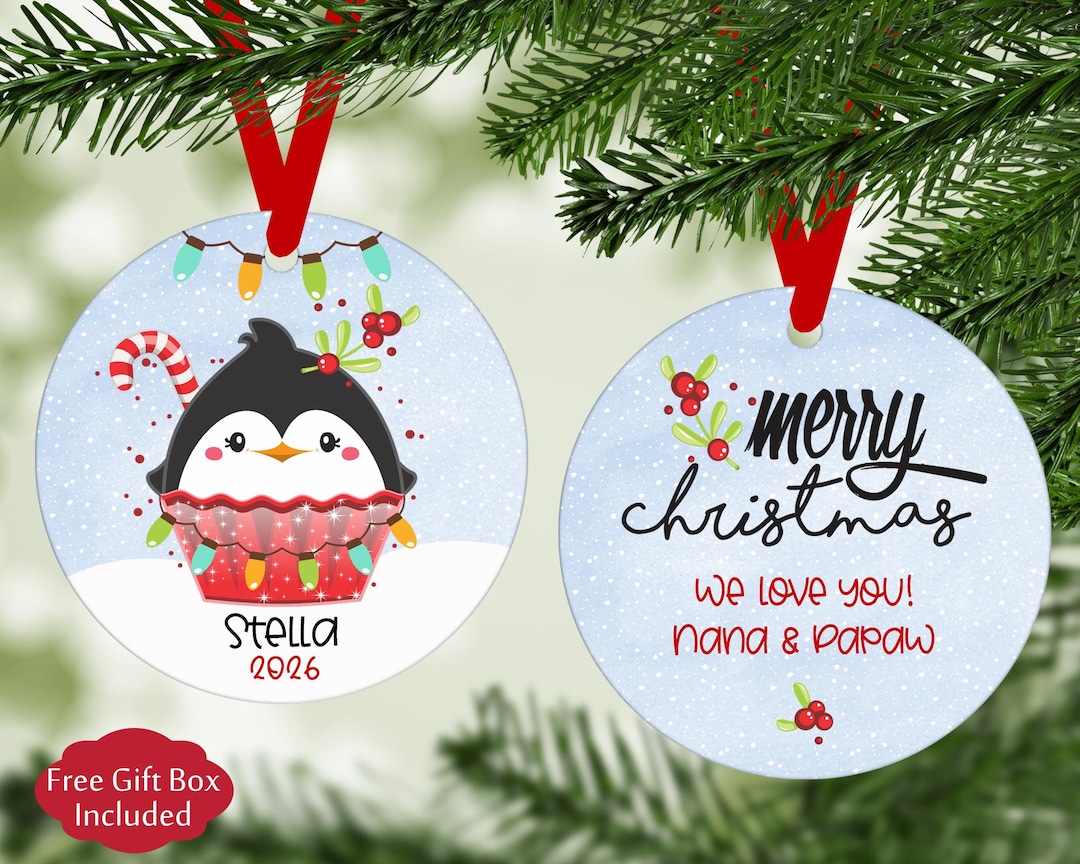 Personalized Penguin Christmas Ornament, Family Keepsake, Stocking ...