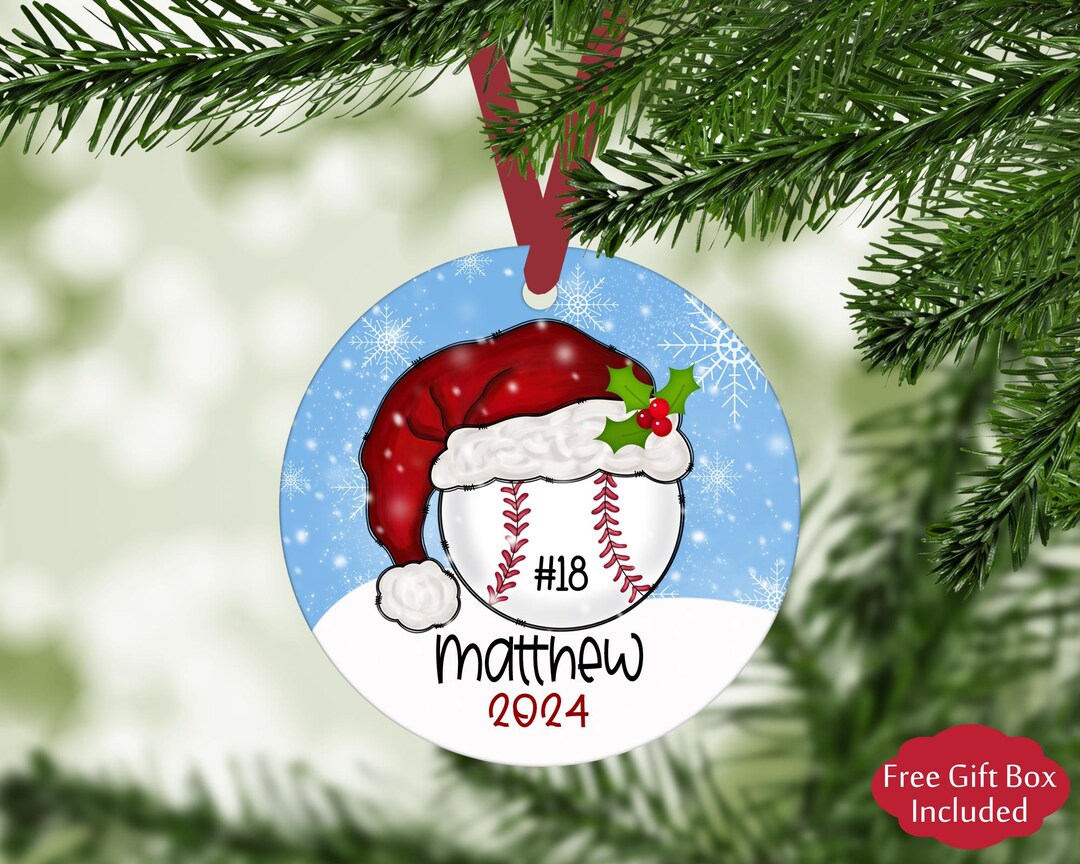 Personalized Baseball Christmas Ornament, Sports Ornament, Baseball ...