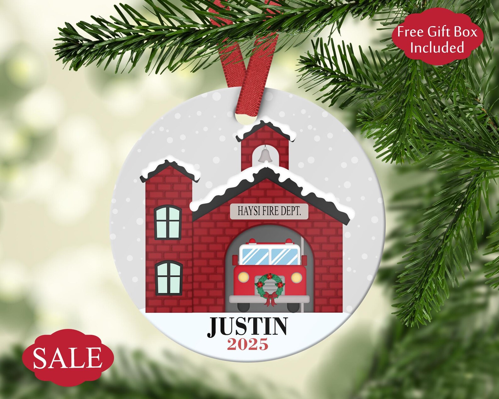 Personalized Firehouse Christmas Ornament, Firefighter Gift, Custom ...