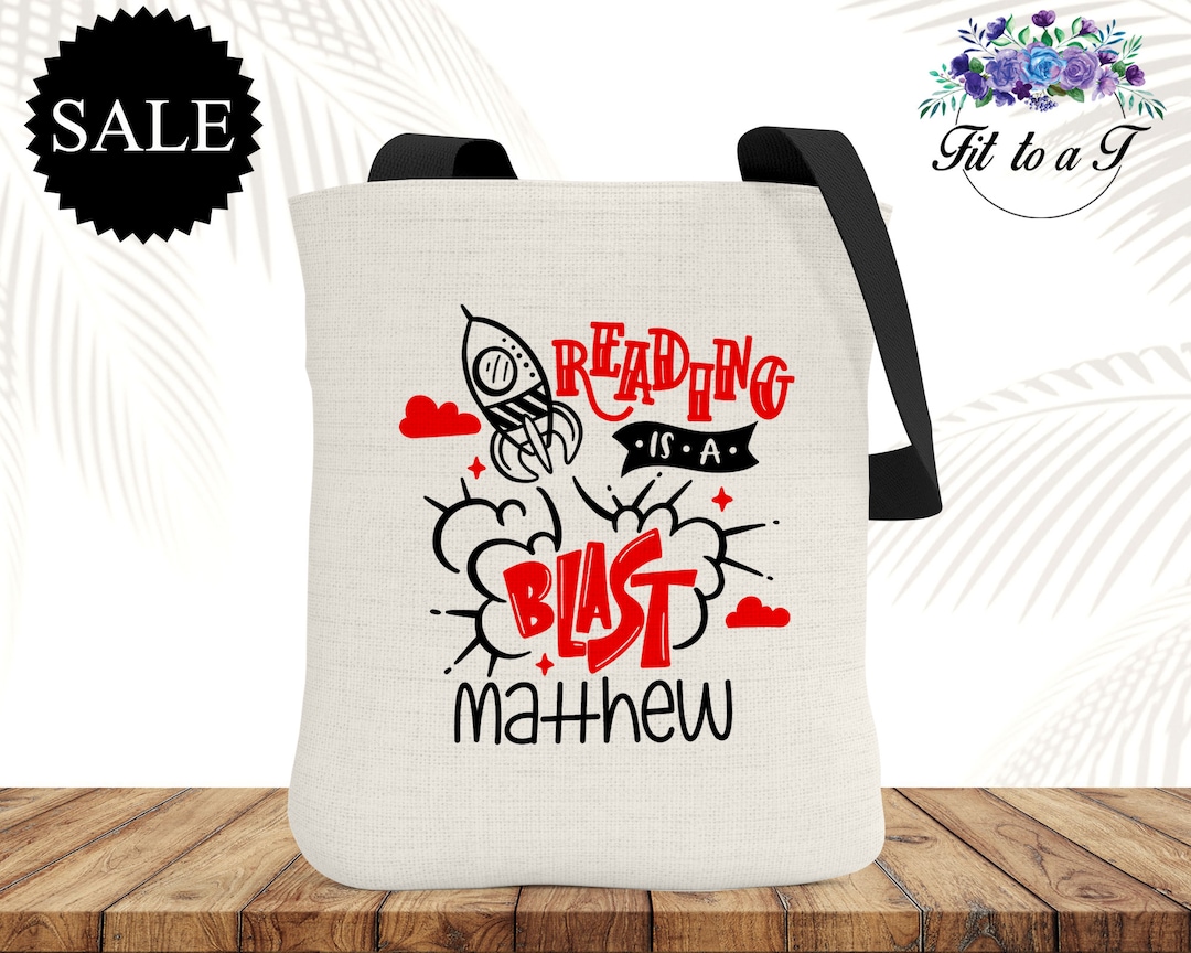 Personalized Kids Library Tote, Kids Tote Bag, Children's Book Bag ...