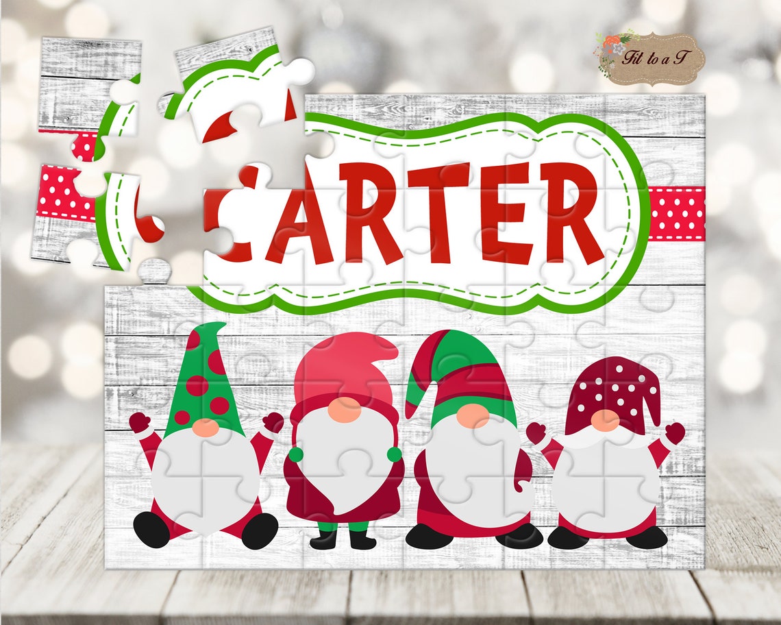 Personalized Kids Gnome Christmas Puzzle Stocking Stuffer | Etsy