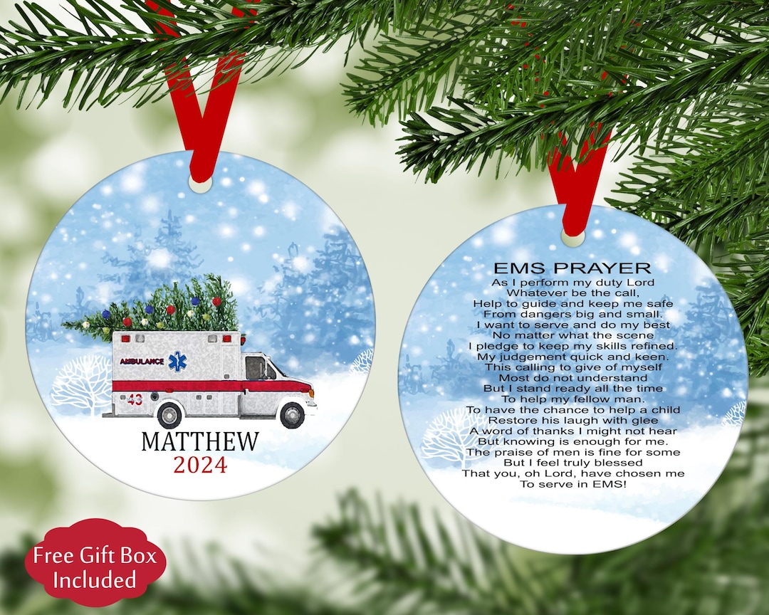 EMS Christmas Ornament, Gifts for Paramedic, Personalized EMT Keepsake ...