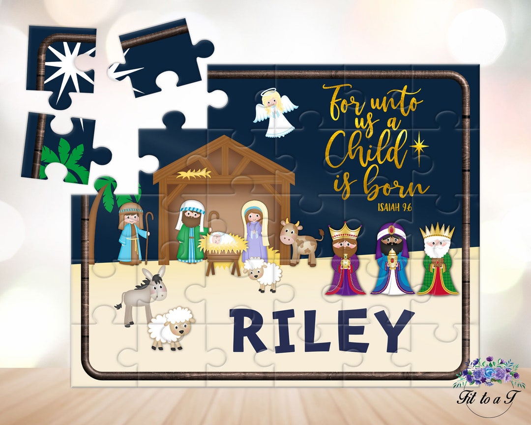 Personalized Nativity Scene Jigsaw Puzzle, Gifts for Kids, Stocking ...