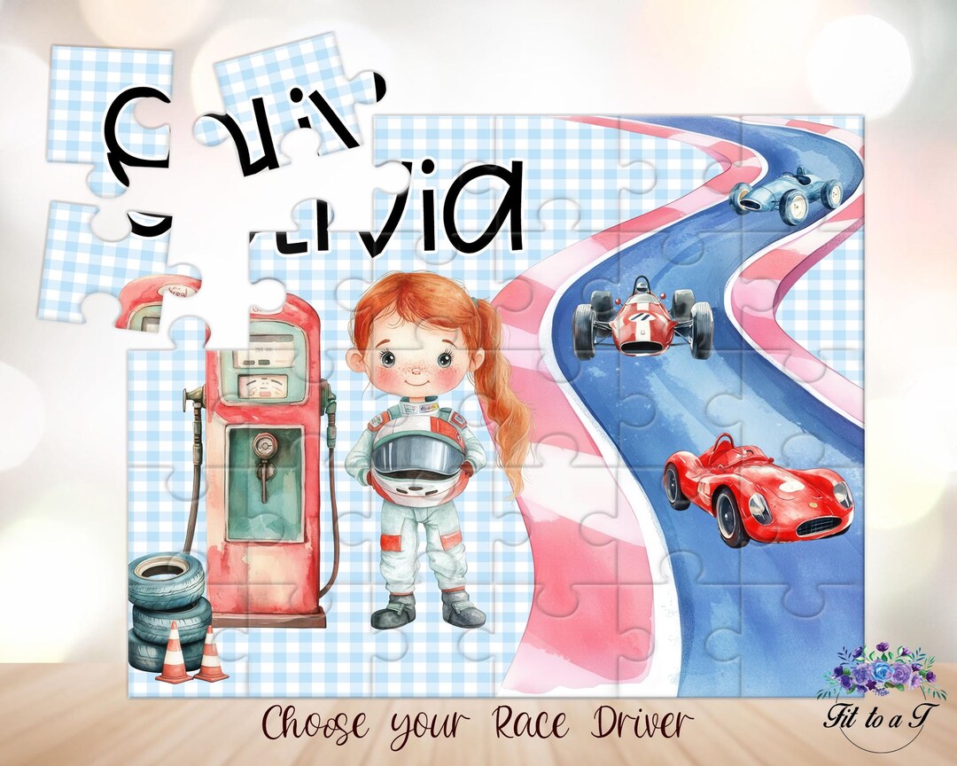 Personalized Race Car Puzzle for Kids, Race Track Party Favors ...