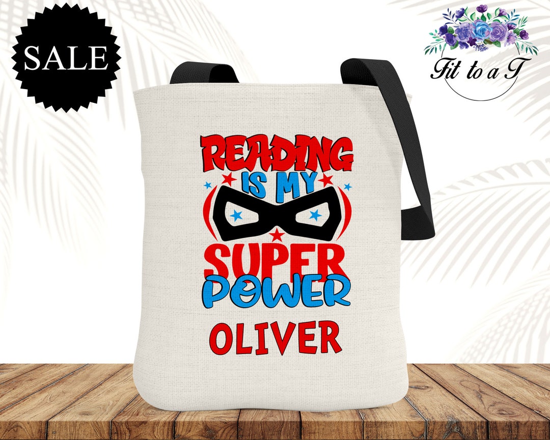 Personalized Kids Library Tote, Kids Tote Bag, Children's Book Bag ...