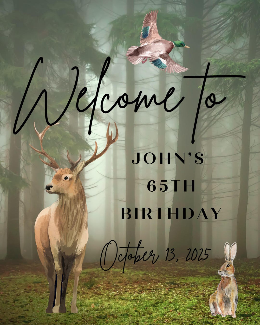 Deer Hunting Welcome Sign, Birthday Welcome Sign, Hunting Party Sign ...