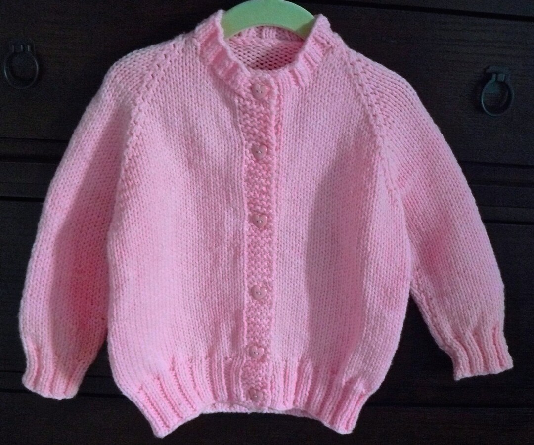 Classic Baby Cardigan Sweater With Raglan Sleeves, Knitted, Handmade ...