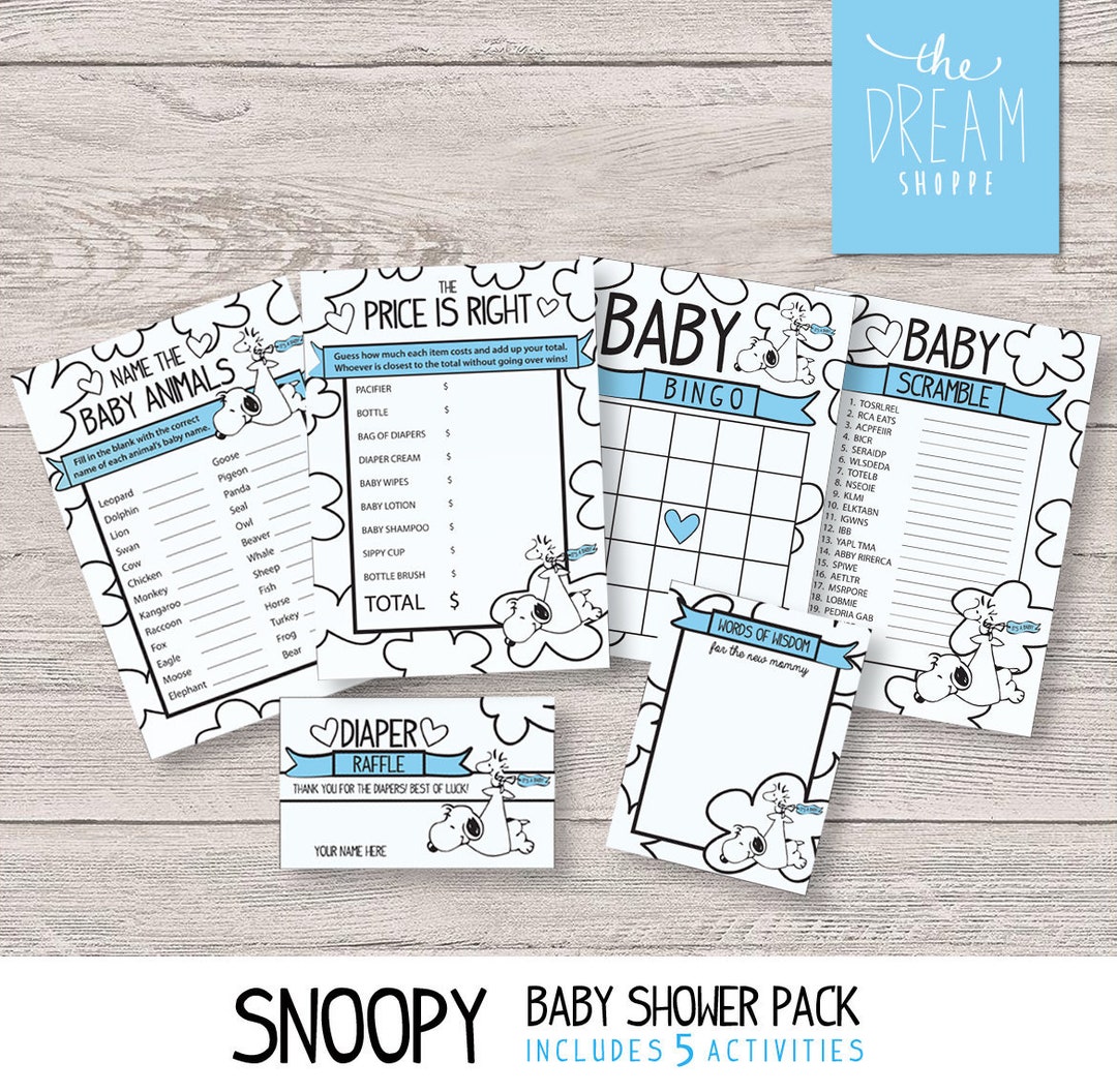 Snoopy Baby Shower Game Pack It's A Baby Gender - Etsy Portugal
