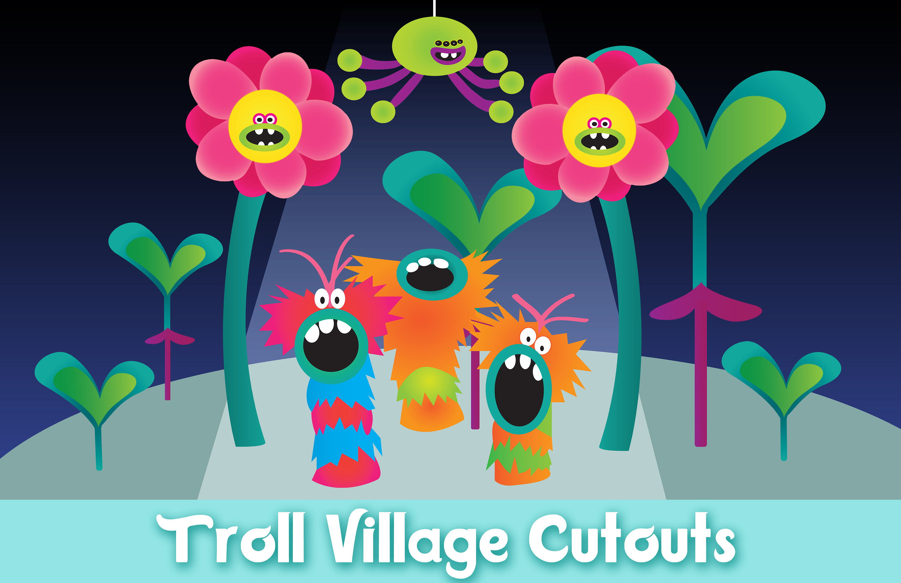 Troll Village Cutouts Digital Prints Trolls Party Decor | Etsy