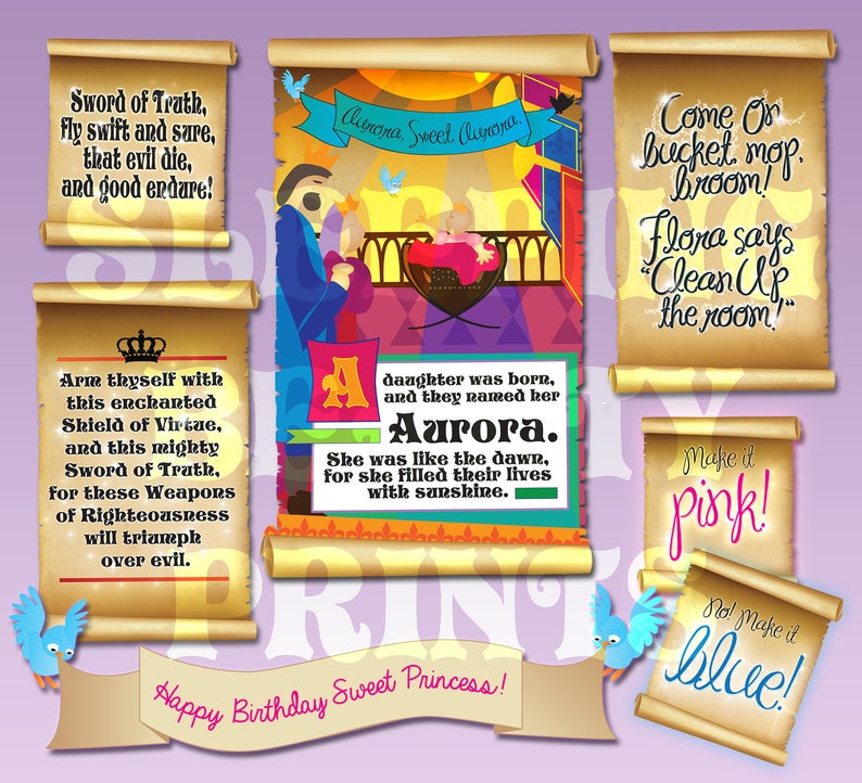 Sleeping Beauty Storybook Party Kit Digital Prints | Etsy