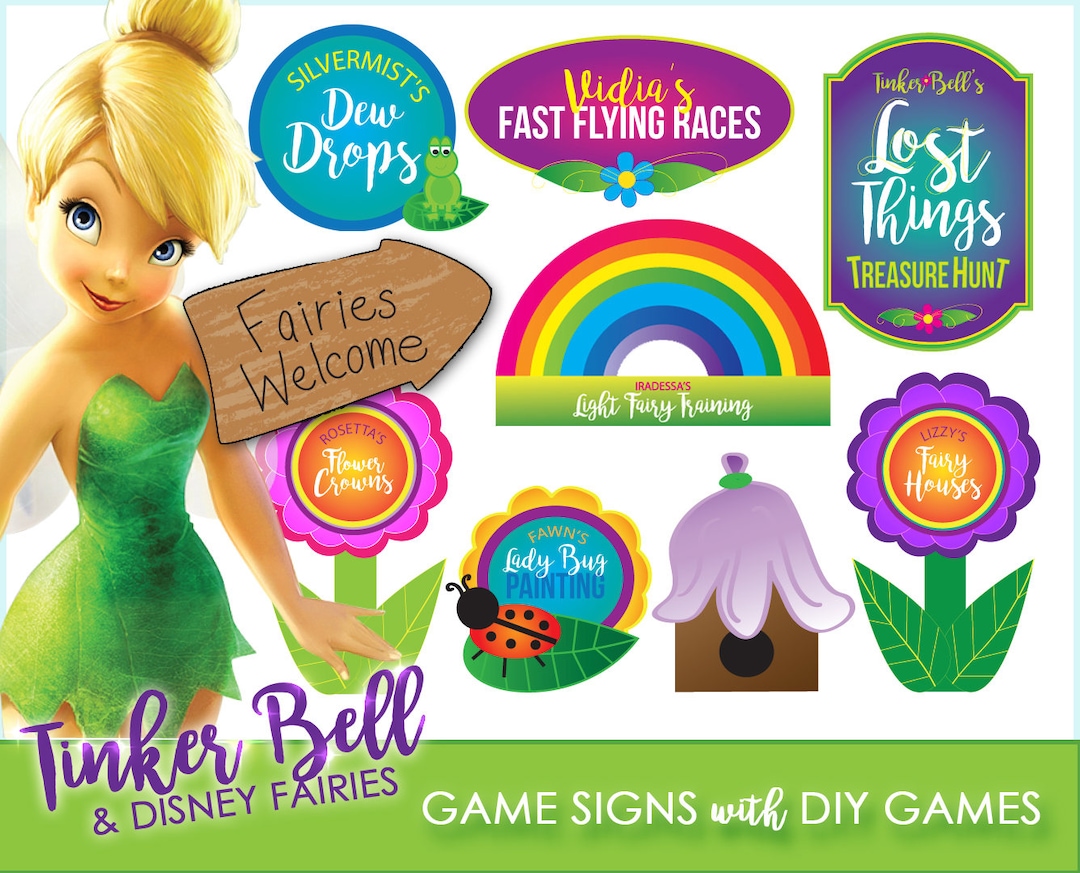 Tinker Bell Party Game Signs With DIY Games 11X17 - Etsy