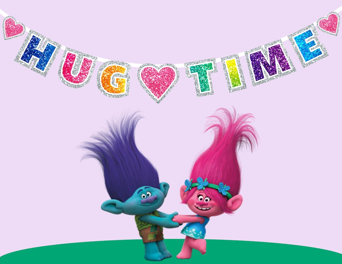 Trolls HUG TIME Banner Digital Print Trolls Party Decor - Etsy