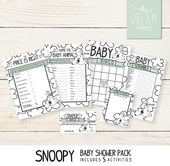 Snoopy Baby Shower Game Pack It's A Baby Gender | Etsy Ireland