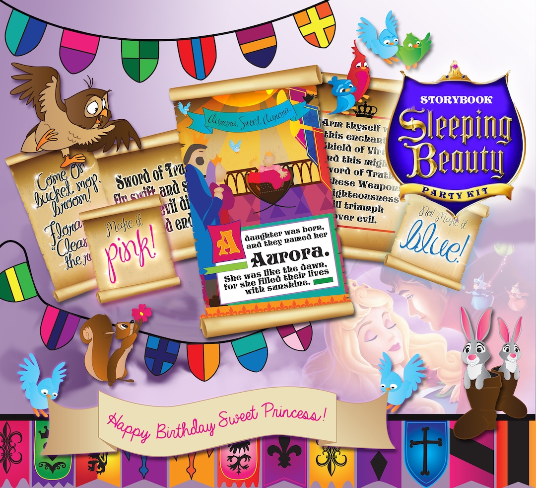 Sleeping Beauty Storybook Party Kit Digital Prints Princess Aurora - Etsy