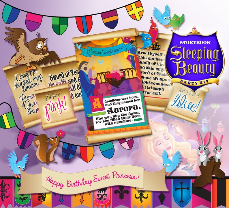 Sleeping Beauty Storybook Party Kit Digital Prints | Etsy