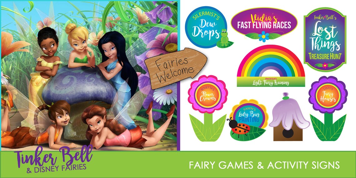 Tinker Bell Party Game Signs With DIY Games 11X17 - Etsy