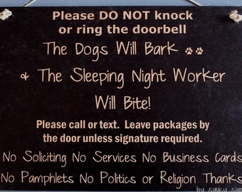 Night Worker Sign Do Not Knock - Etsy
