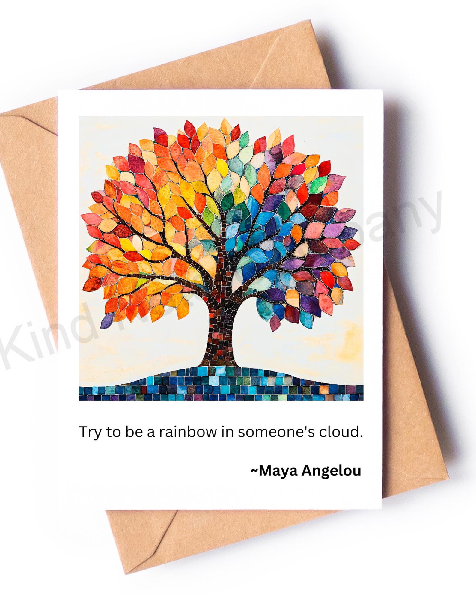 Be a Rainbow Maya Angelou Quote Colorful Tree Note Card With Envelope ...