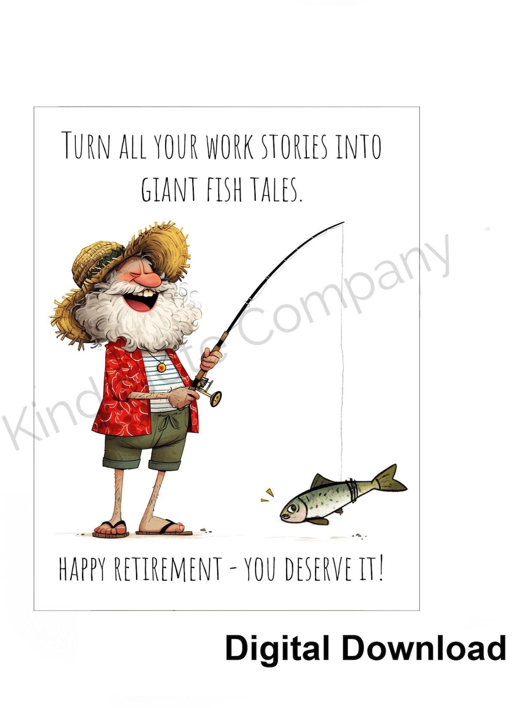 Funny Fishing Retirement Card: Printable Congratulations Note (PDF/PNG ...
